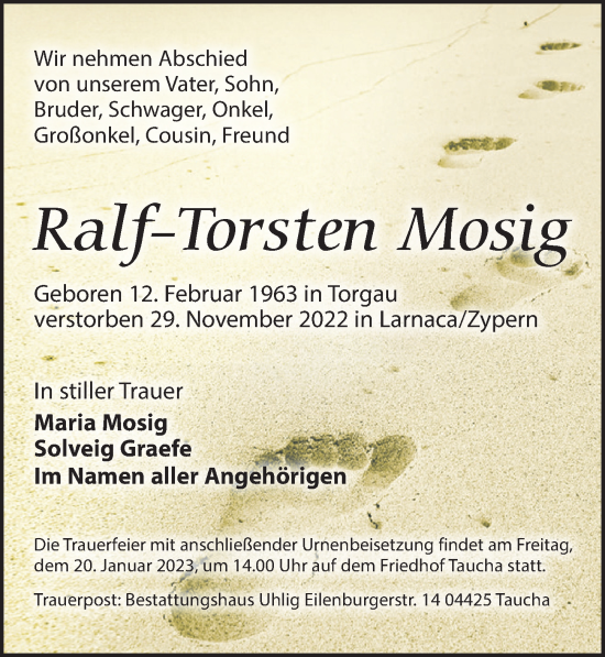 Traueranzeigen von Ralf-Torsten Mosig | trauer-anzeigen.de