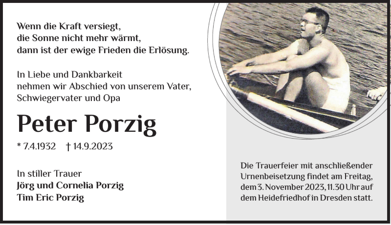 Traueranzeigen von Peter Porzig | trauer-anzeigen.de