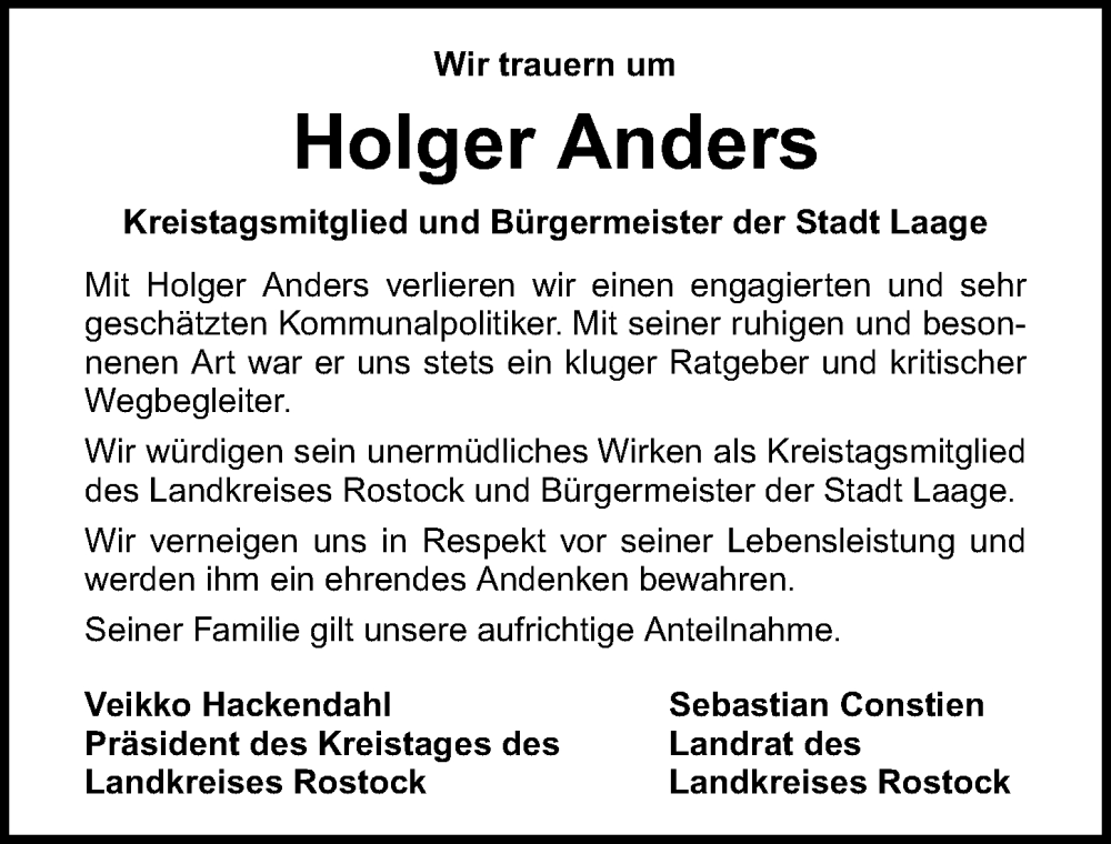 Traueranzeigen von Holger Anders | trauer-anzeigen.de