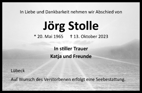 Traueranzeigen von Jörg Stolle | trauer-anzeigen.de