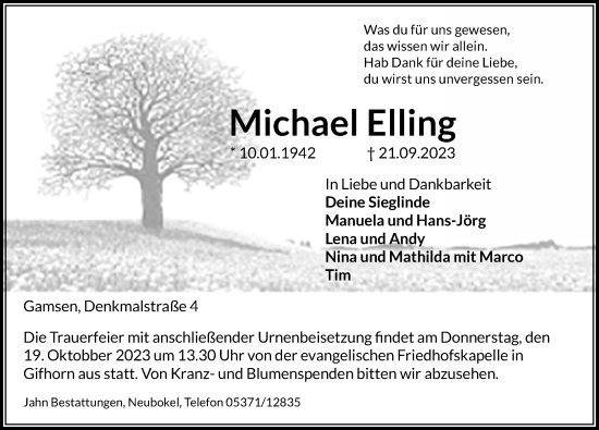 Traueranzeigen von Michael Elling | trauer-anzeigen.de