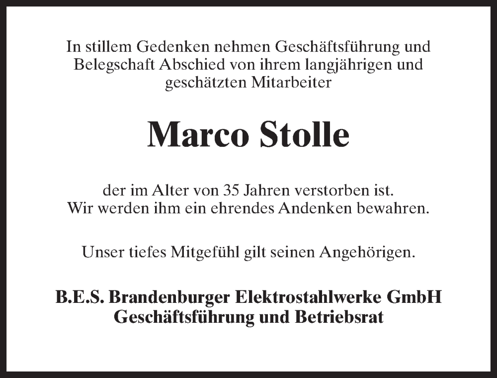 Traueranzeigen von Marco Stolle | trauer-anzeigen.de