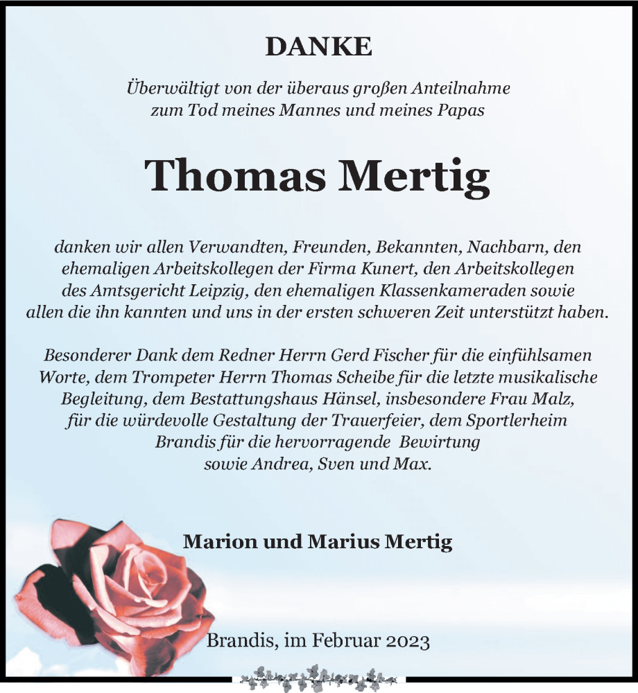Traueranzeigen von Thomas Mertig | trauer-anzeigen.de