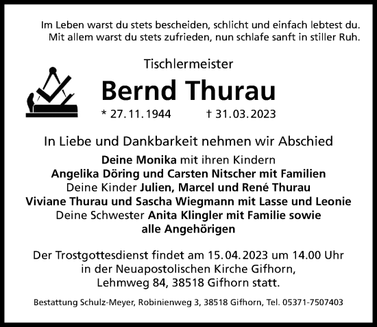 Traueranzeigen von Bernd Thurau | trauer-anzeigen.de