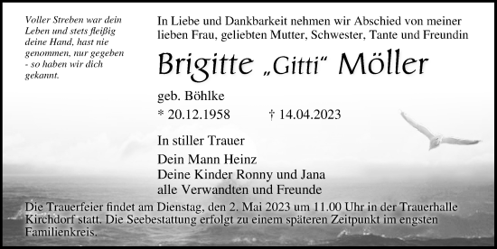 Traueranzeigen von Brigitte Möller | trauer-anzeigen.de