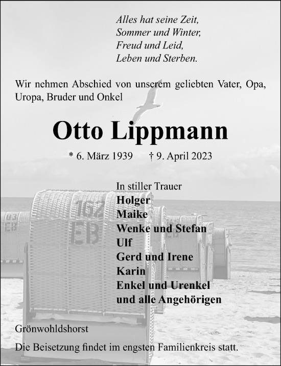 Traueranzeigen von Otto Lippmann | trauer-anzeigen.de
