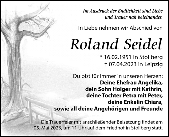 Traueranzeigen von Roland Seidel | trauer-anzeigen.de