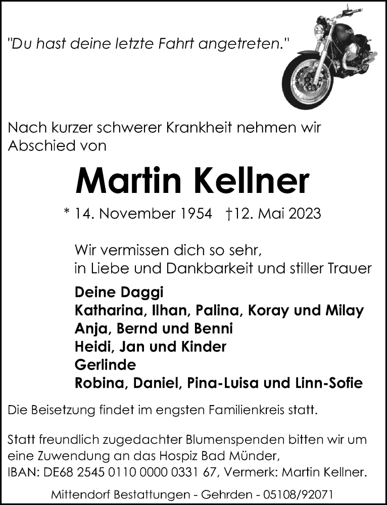 Traueranzeigen von Martin Kellner | trauer-anzeigen.de