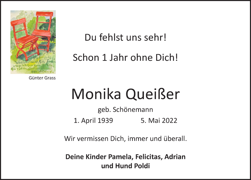 Traueranzeigen von Monika Queißer | trauer-anzeigen.de
