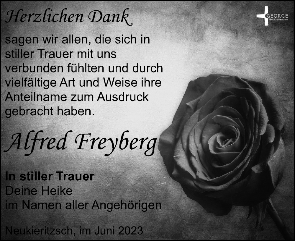 Traueranzeigen von Alfred Freyberg | trauer-anzeigen.de