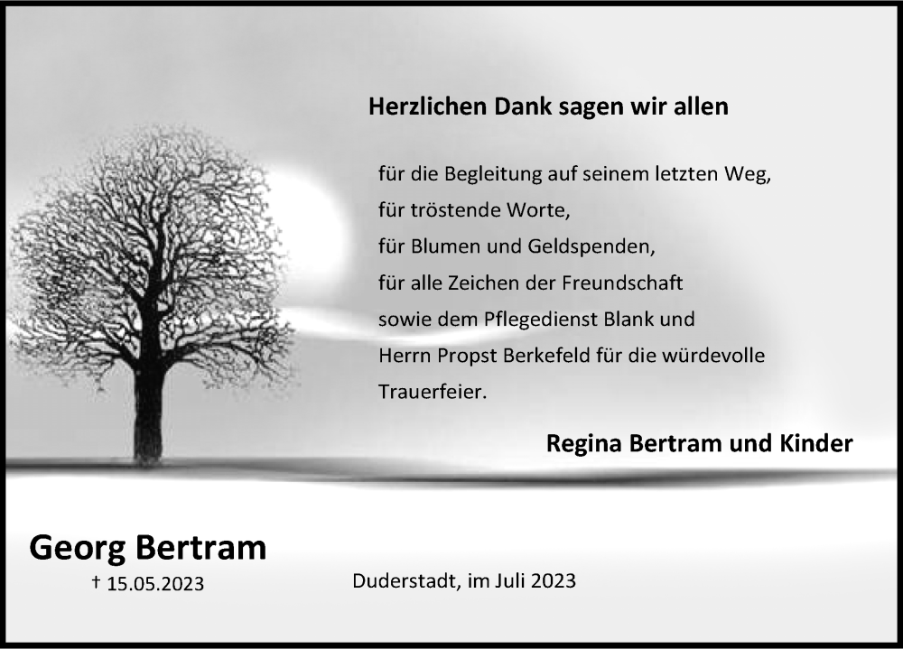 Traueranzeigen von Georg Bertram | trauer-anzeigen.de