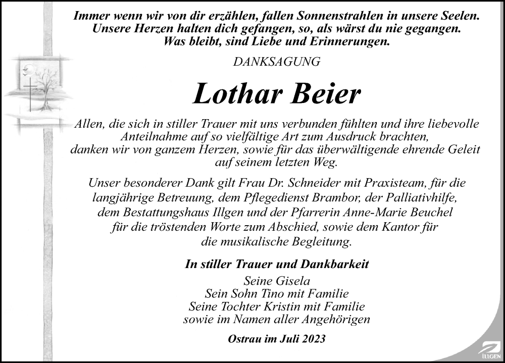 Traueranzeigen von Lothar Beier | trauer-anzeigen.de