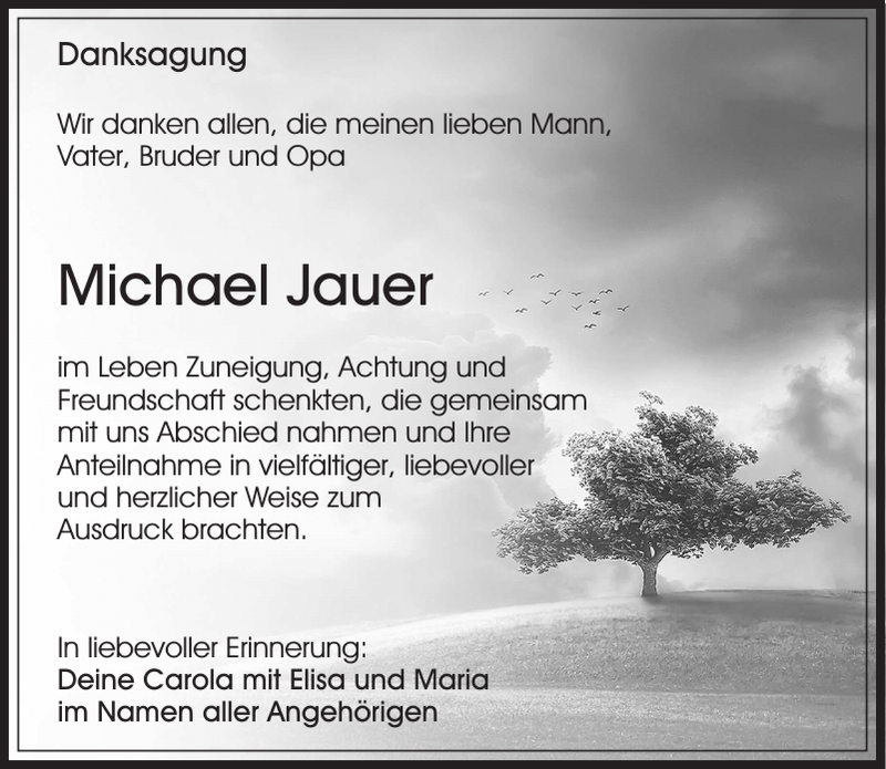 Traueranzeigen von Michael Jauer | trauer-anzeigen.de