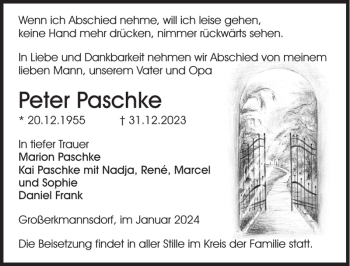 Traueranzeigen von Peter Paschke | trauer-anzeigen.de