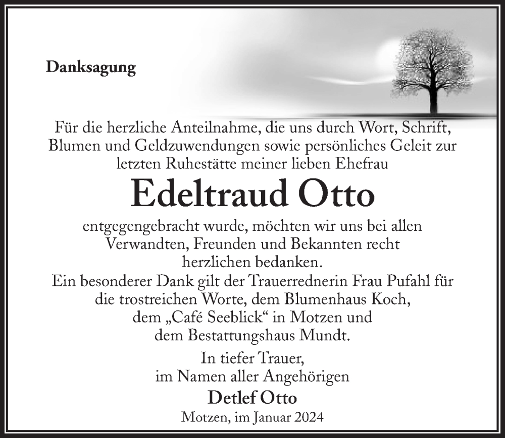 Traueranzeigen von Edeltraud Otto | trauer-anzeigen.de