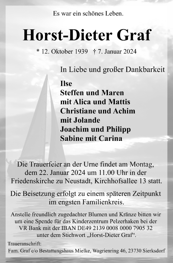 Traueranzeigen von Horst-Dieter Graf | trauer-anzeigen.de