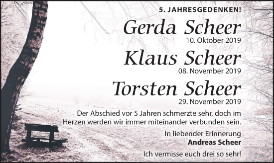 Traueranzeigen von Klaus Scheer | trauer-anzeigen.de