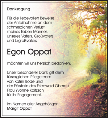 Traueranzeigen von Egon Oppat | trauer-anzeigen.de