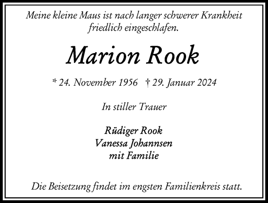 Traueranzeigen von Marion Rook | trauer-anzeigen.de