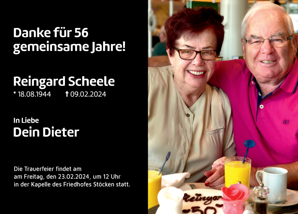 Traueranzeigen von Reingard Scheele | trauer-anzeigen.de