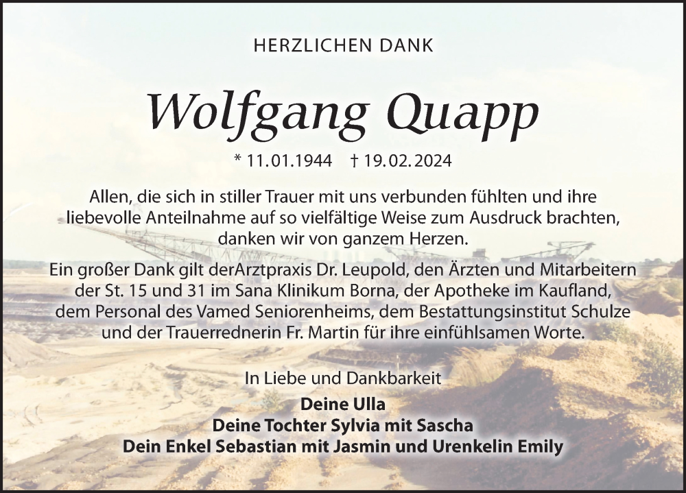 Traueranzeigen von Wolfgang Quapp | trauer-anzeigen.de