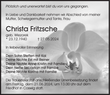 Traueranzeigen von Christa Fritzsche | trauer-anzeigen.de