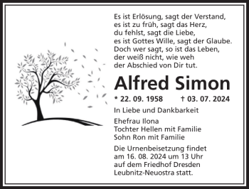 Traueranzeigen von Alfred Simon | trauer-anzeigen.de