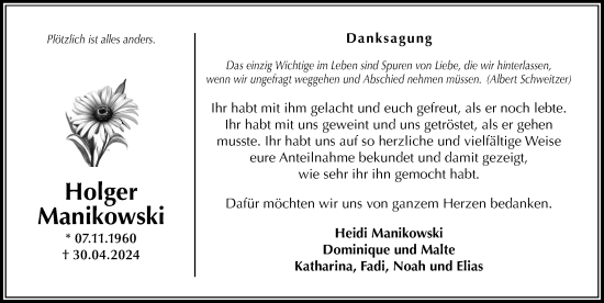 Traueranzeigen von Holger Manikowski | trauer-anzeigen.de