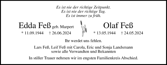 Traueranzeigen von Olaf Feß | trauer-anzeigen.de