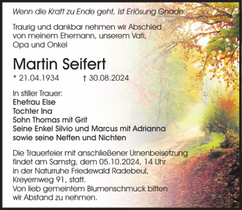 Traueranzeigen von Martin Seifert | trauer-anzeigen.de