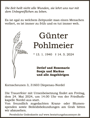 Gedenkkerzen von Günter Pohlmeier | trauer-anzeigen.de