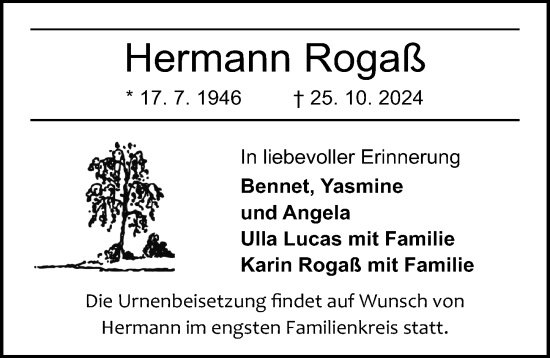 Traueranzeigen von Hermann Rogaß | trauer-anzeigen.de