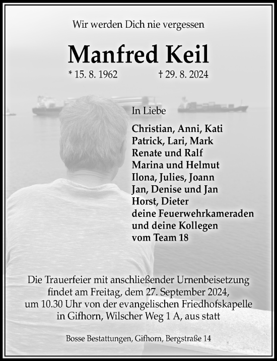 Traueranzeigen von Manfred Keil | trauer-anzeigen.de