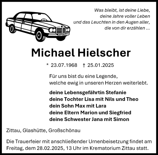 Traueranzeigen von Michael Hielscher | trauer-anzeigen.de