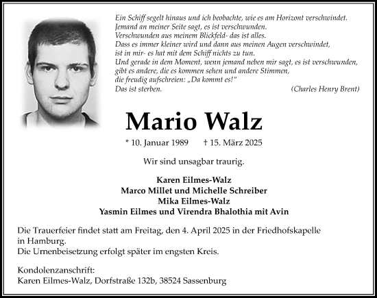 Traueranzeigen von Mario Walz | trauer-anzeigen.de
