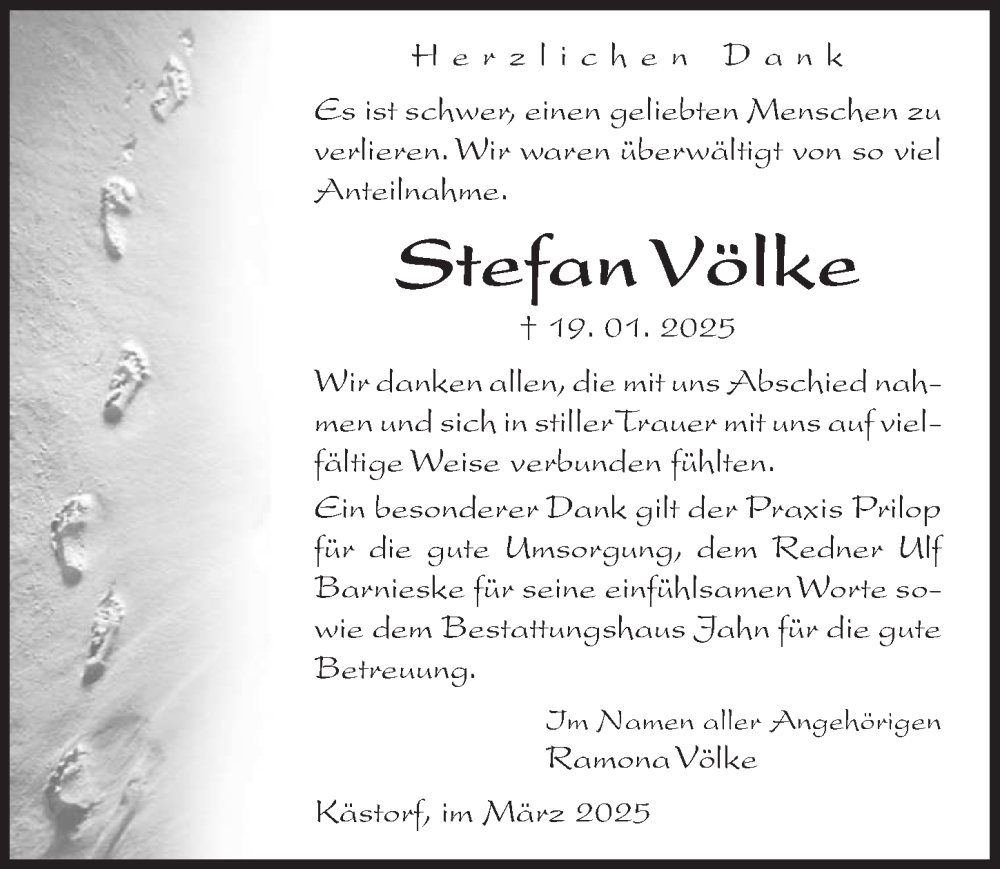 Traueranzeigen von Stefan Völke | trauer-anzeigen.de