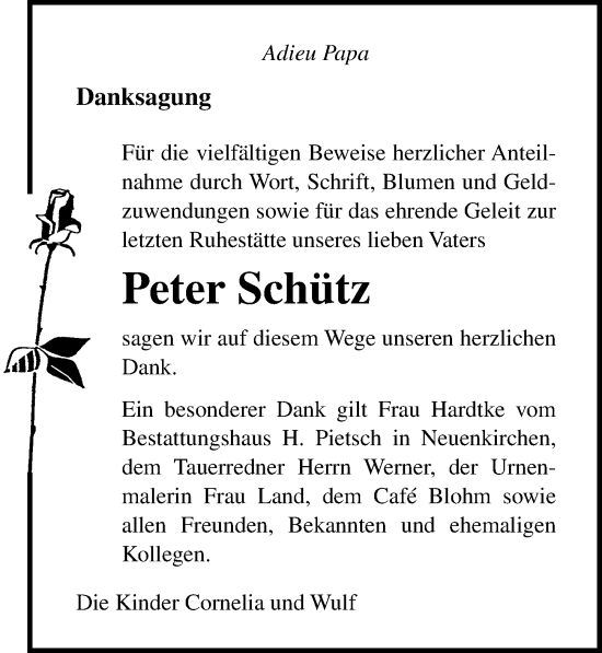Traueranzeigen von Peter Schütz | trauer-anzeigen.de